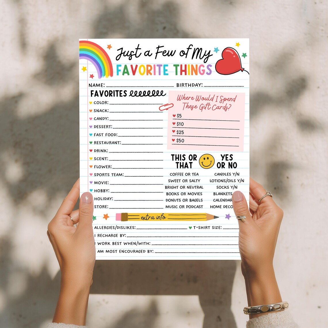 Employee Favorites List, Employee Favorite Things Questionnaire ...