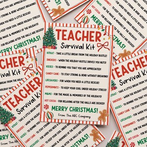 Christmas Survival Kit Tag, Teacher Survival Kit Printable, Holiday ...