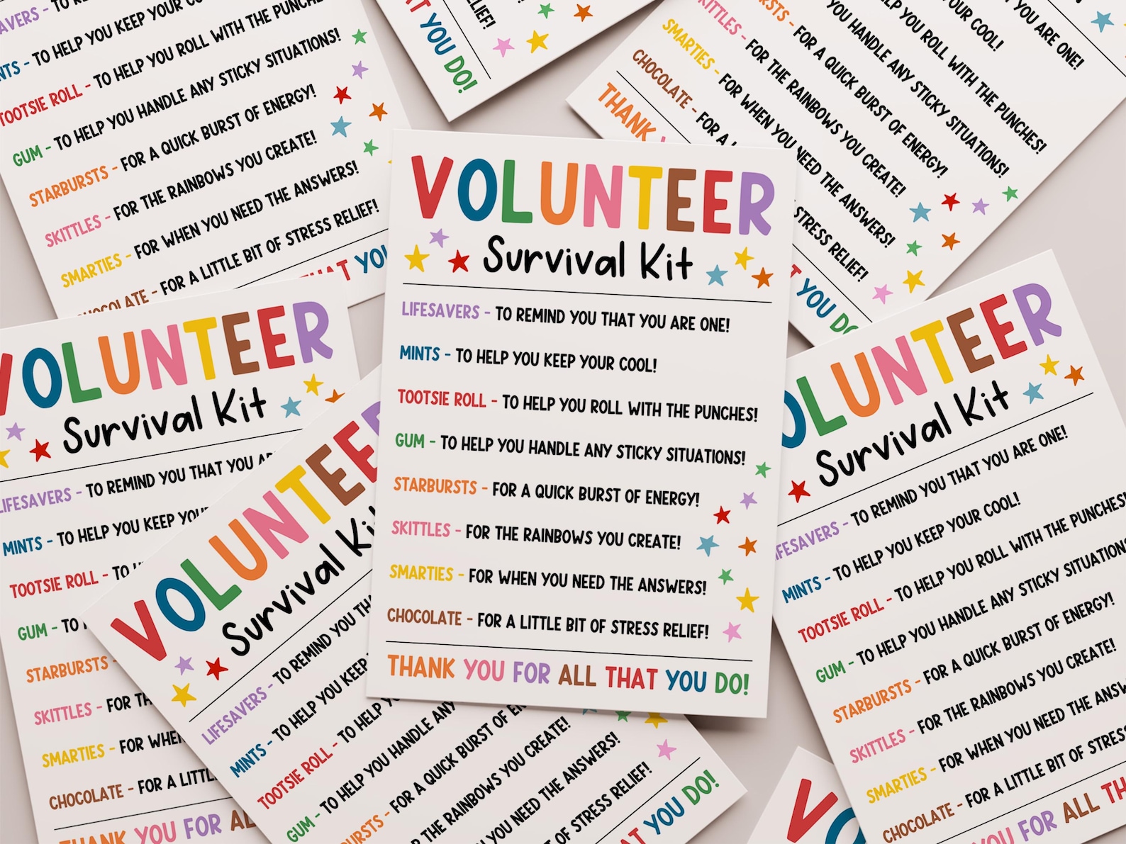 Volunteer Survival Kit Tag Printable, School Volunteer Appreciation ...