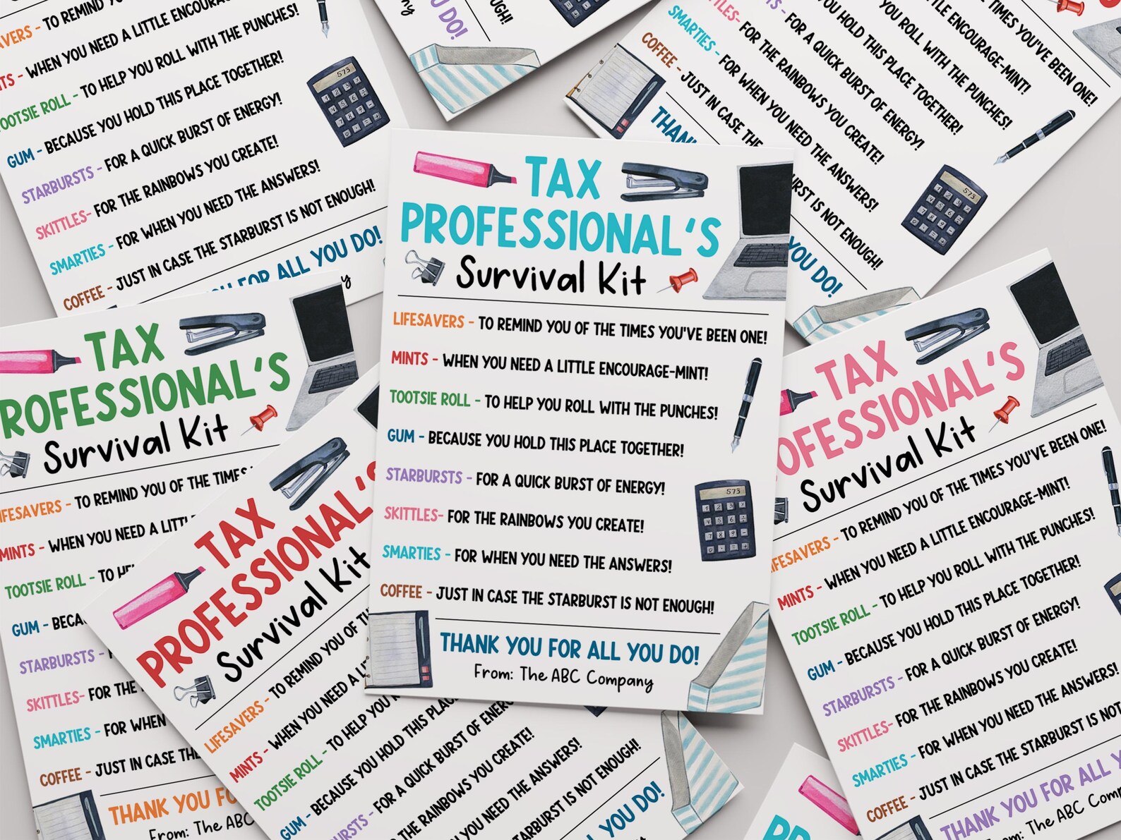 Tax Professional's Survival Kit Tag, Tax Preparation Appreciation Thank ...