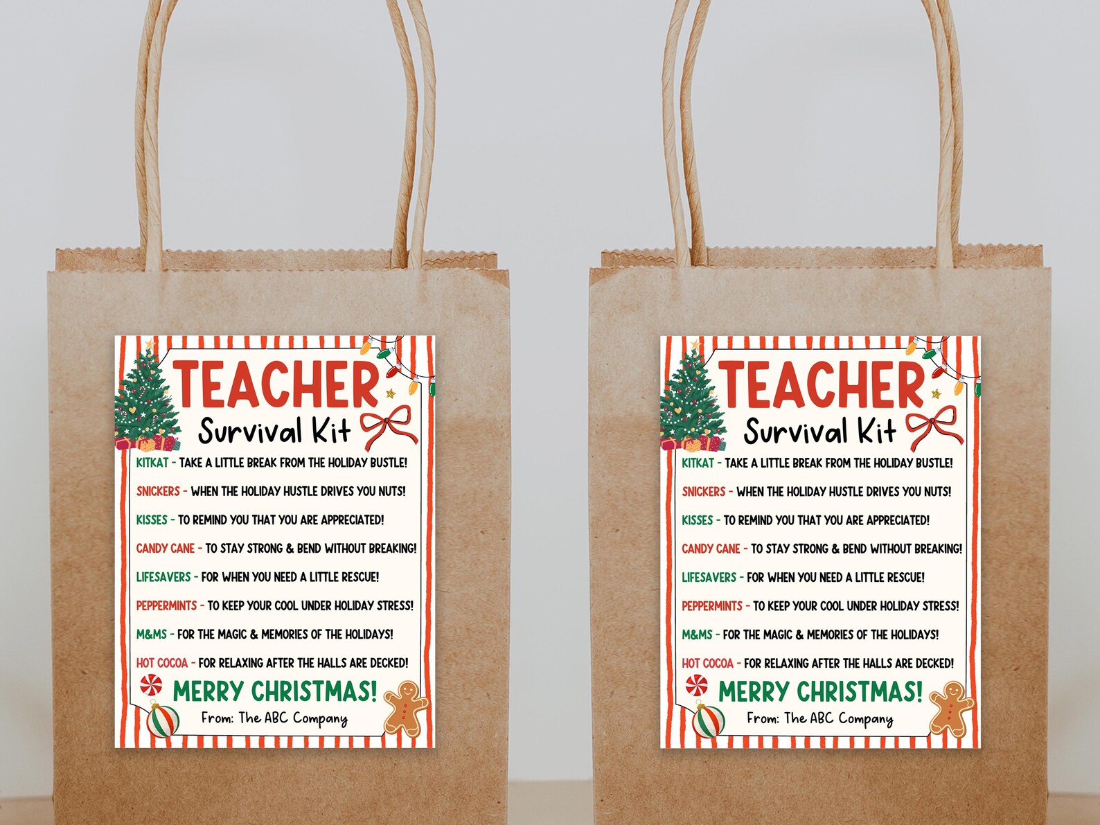 Christmas Survival Kit Tag, Teacher Survival Kit Printable, Holiday ...