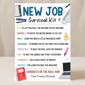 New Job Survival Kit Tag, Welcome to the Team Employee Treat Pack, New ...