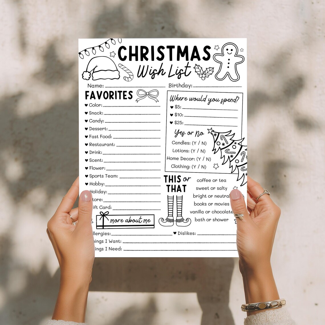 Christmas Wish List Printable, Coworker Secret Santa Survey, Employee ...