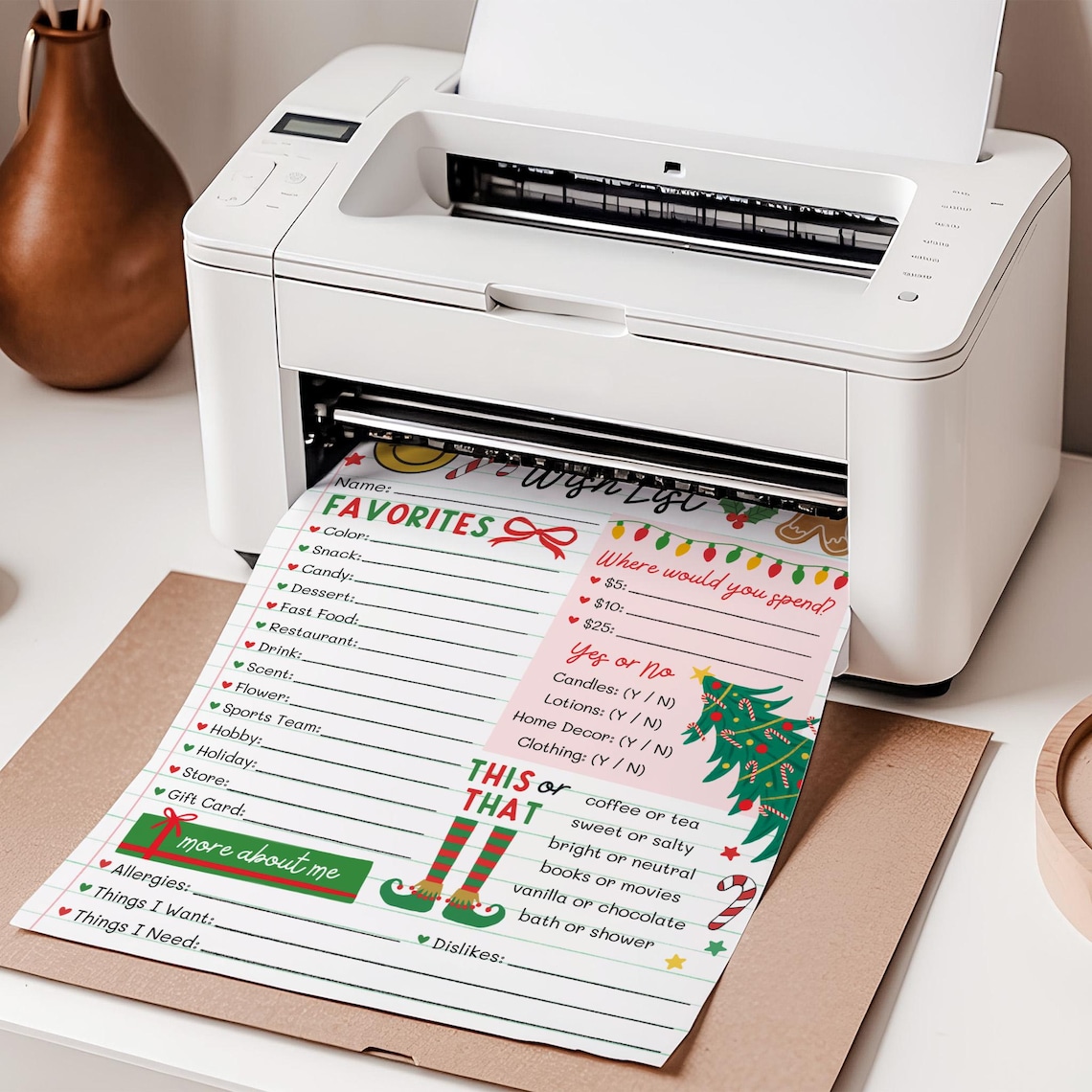 Christmas Wish List Printable, Letter to Santa Template, Secret Santa ...