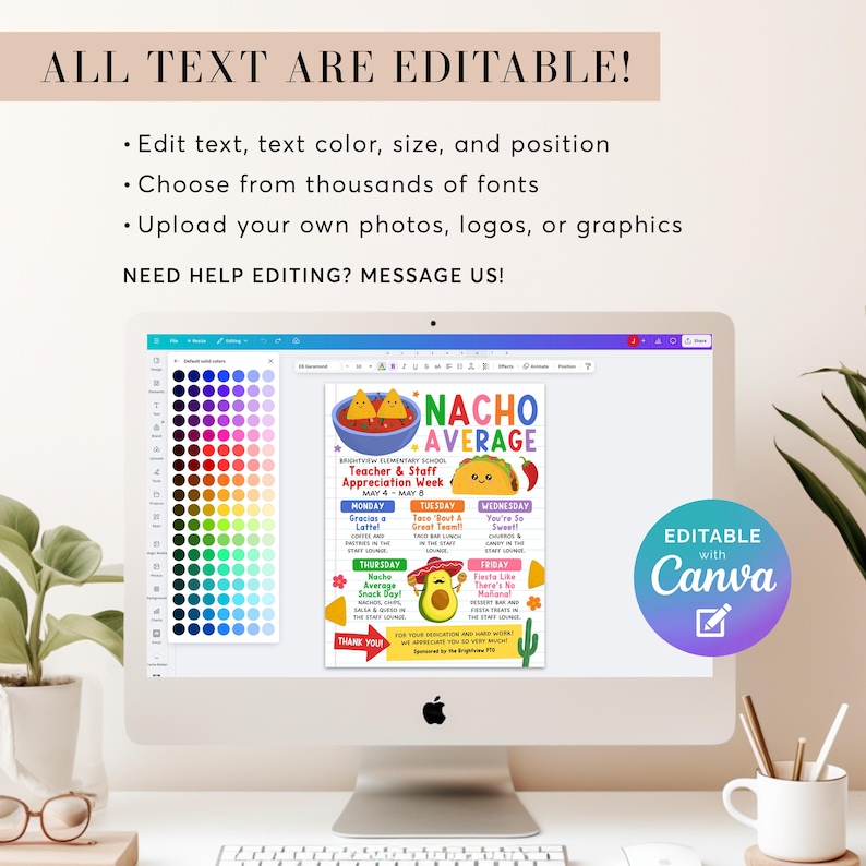 Nacho Average Teacher Appreciation Week Itinerary Poster, Mexican ...