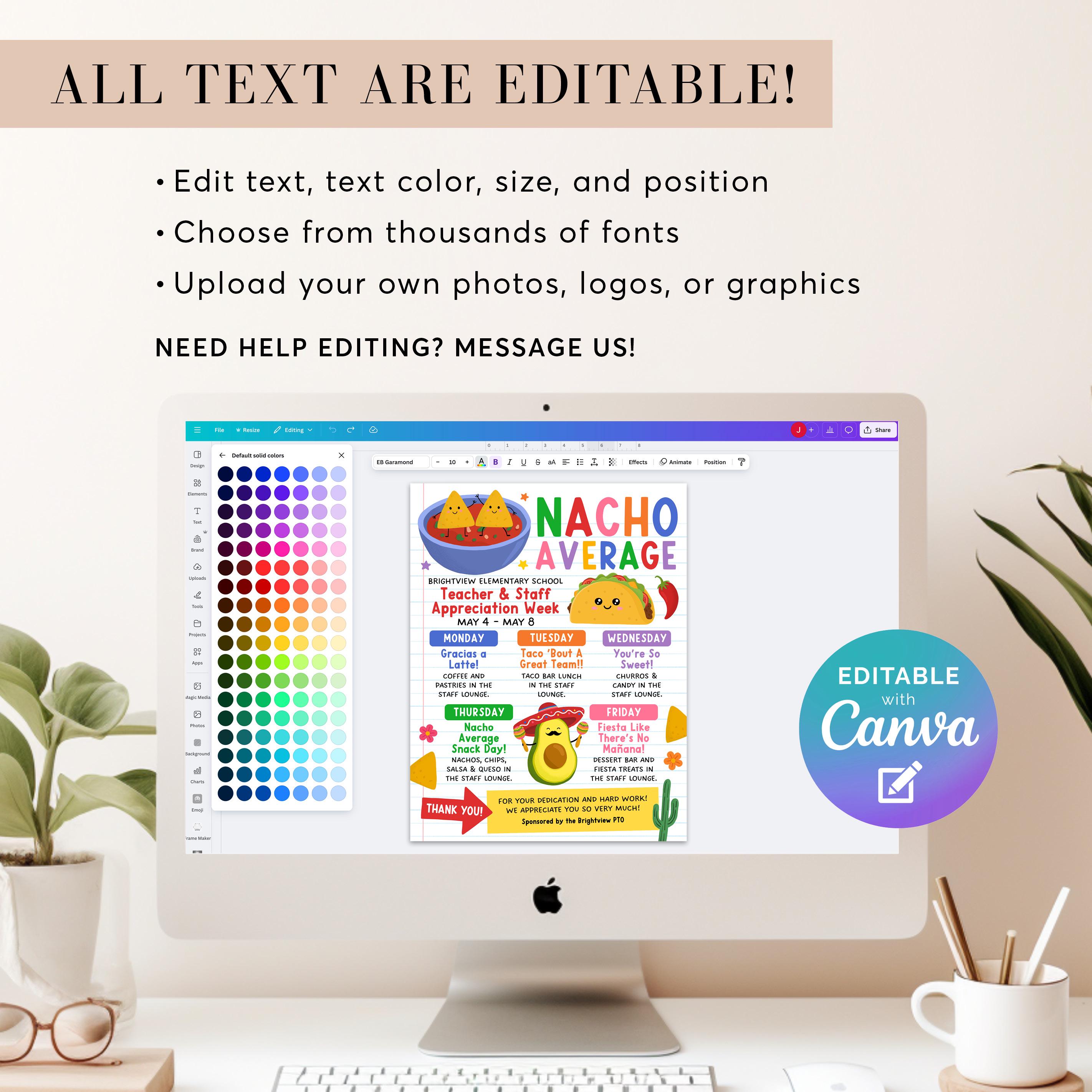 Nacho Average Teacher Appreciation Week Itinerary Poster, Mexican ...