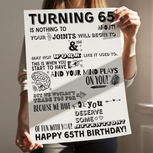 65th Birthday Candy Poster Printable, Born in 1961 Funny Last Minute ...