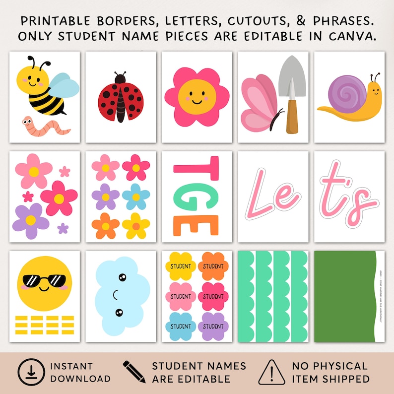 Spring Bulletin Board Kit, Preschool Classroom Decor Door Decorations ...