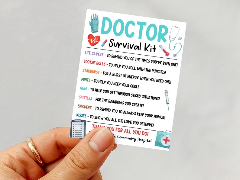 Doctor Survival Kit Tag, Medical Staff Appreciation Week Thank You Tag ...