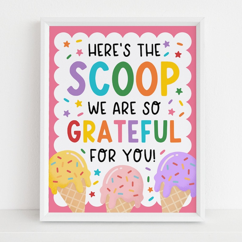Ice Cream Appreciation Sign, Ice Cream Dessert Table Sign, Here's the ...