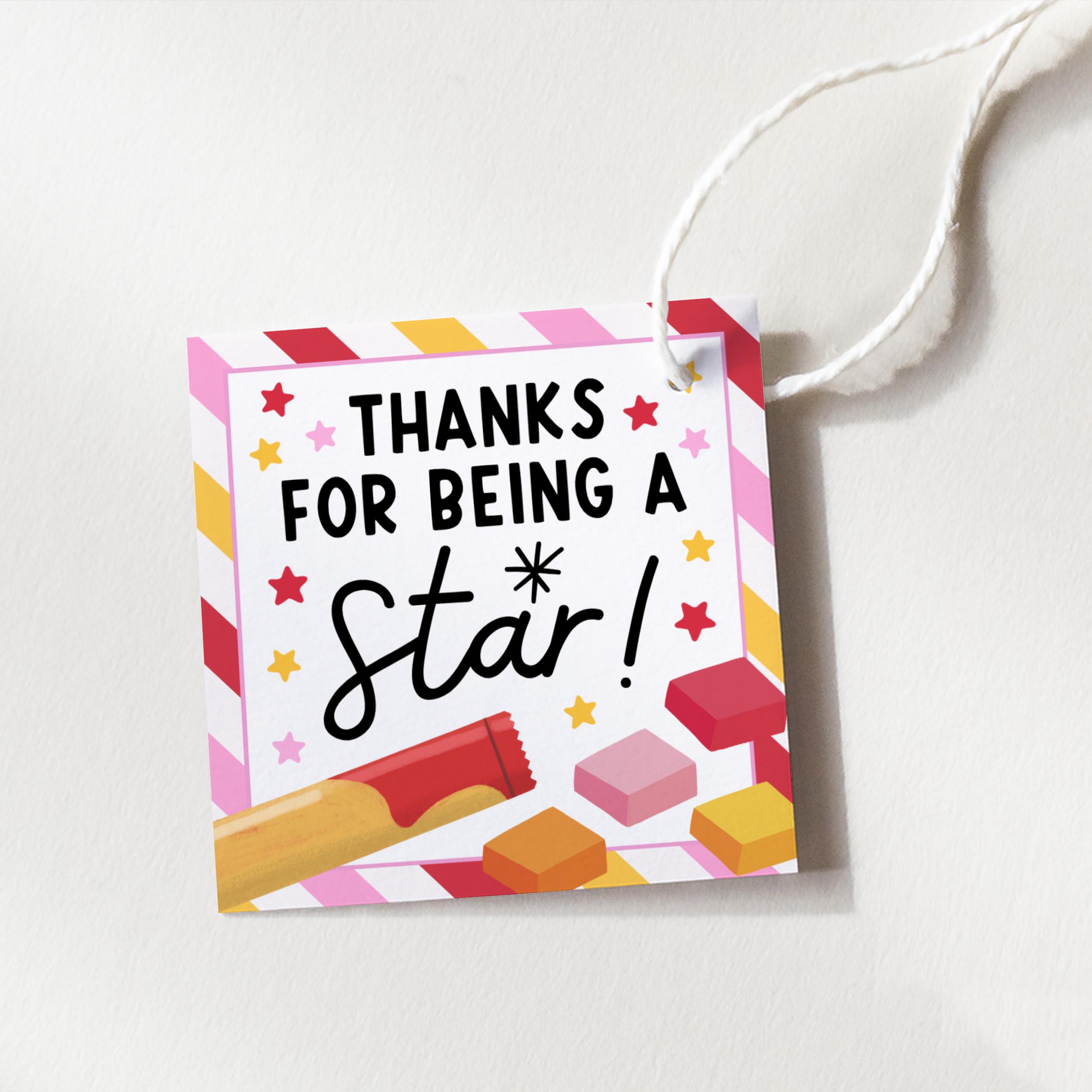 Teacher Employee Appreciation Gift Tag, Thanks for Being A Star Thank ...