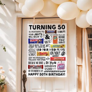 50th Birthday Candy Poster Printable, Born in 1975 Gift for Coworker or ...