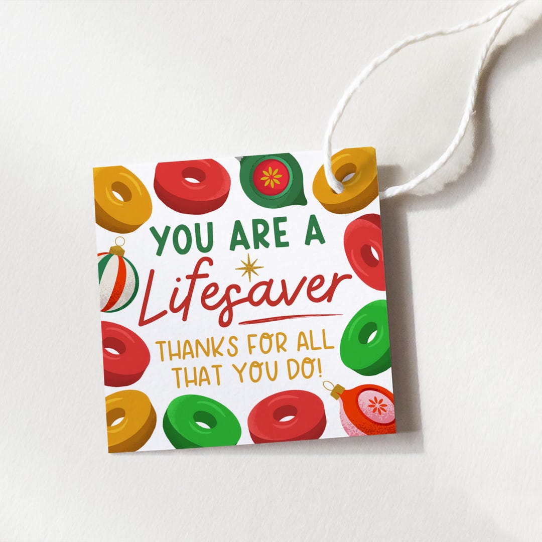 Teacher Appreciation Lifesaver Christmas Gift Tag, Candy Treat Gift for ...