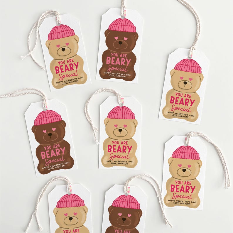 Valentine Coffee Gift Tags, Bear Cup Coffee Tag, You Are the Beary Best ...