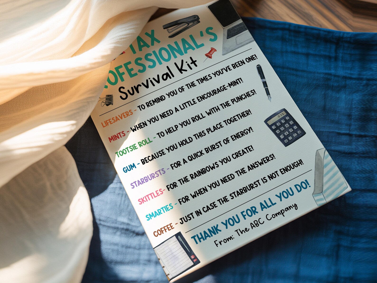 Tax Professional's Survival Kit Tag, Tax Preparation Appreciation Thank ...