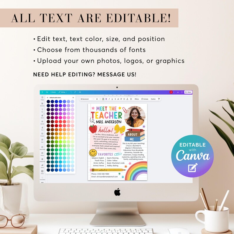 Meet the Teacher Template, Back to School Welcome Letter, All About My ...