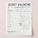 Valentine's Day Secret Pal Questionnaire, Secret Valentine Survey, My ...