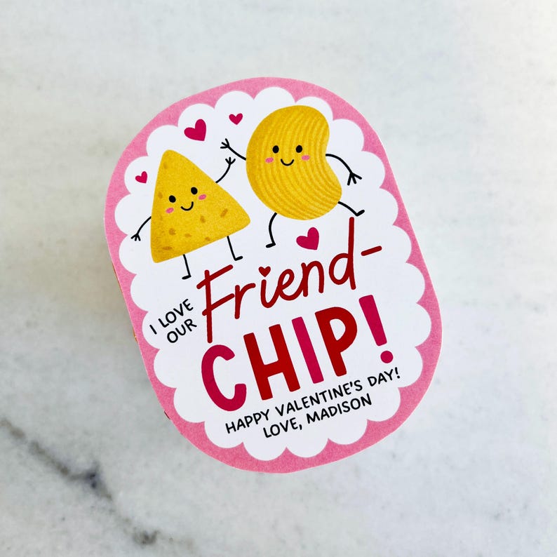 Valentine Chip Labels for Kids, Classroom Non Candy Preschool Valentine ...