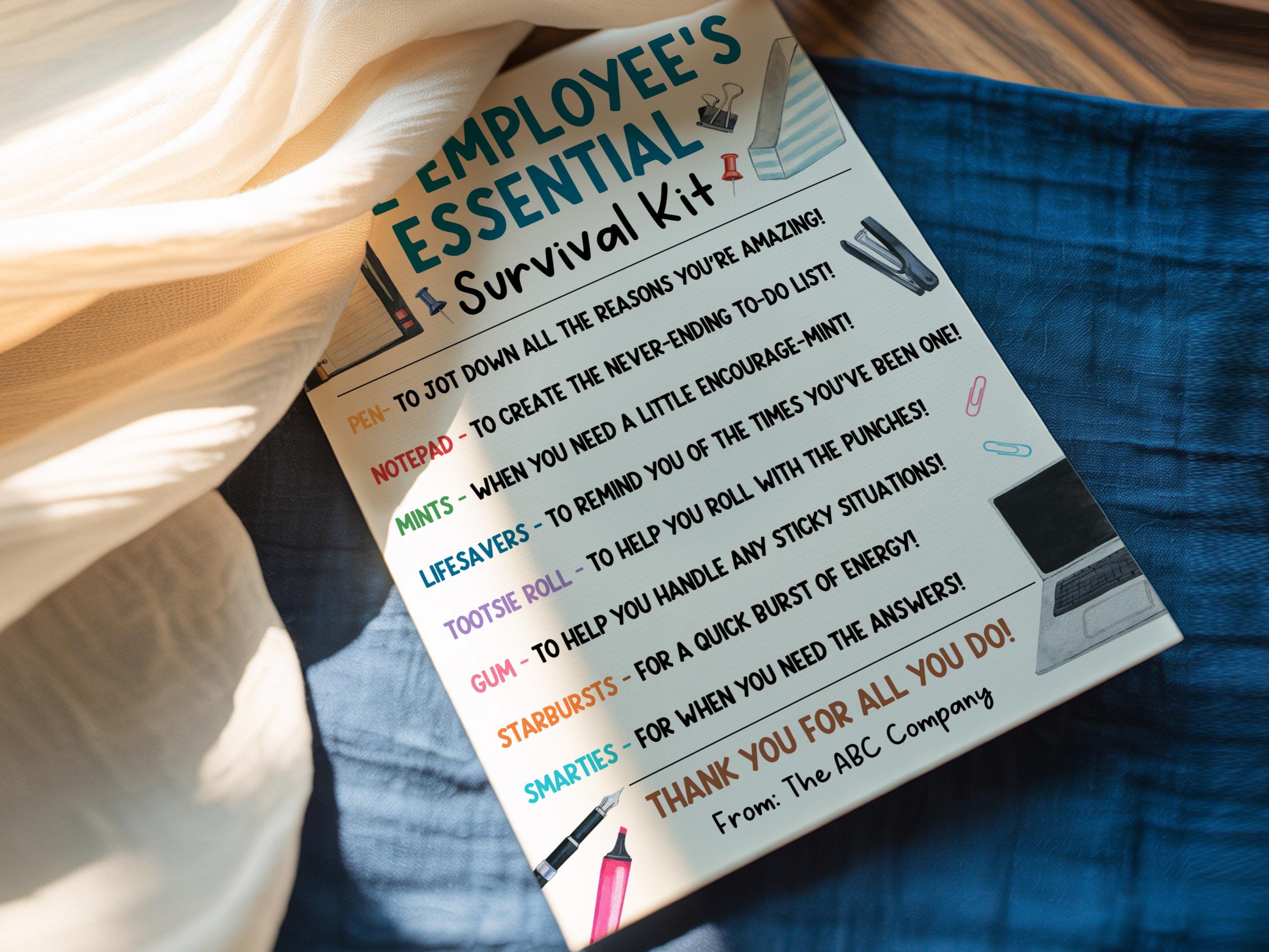 Employee Survival Kit Tag, Staff Appreciation Week Thank You Gift Tags ...