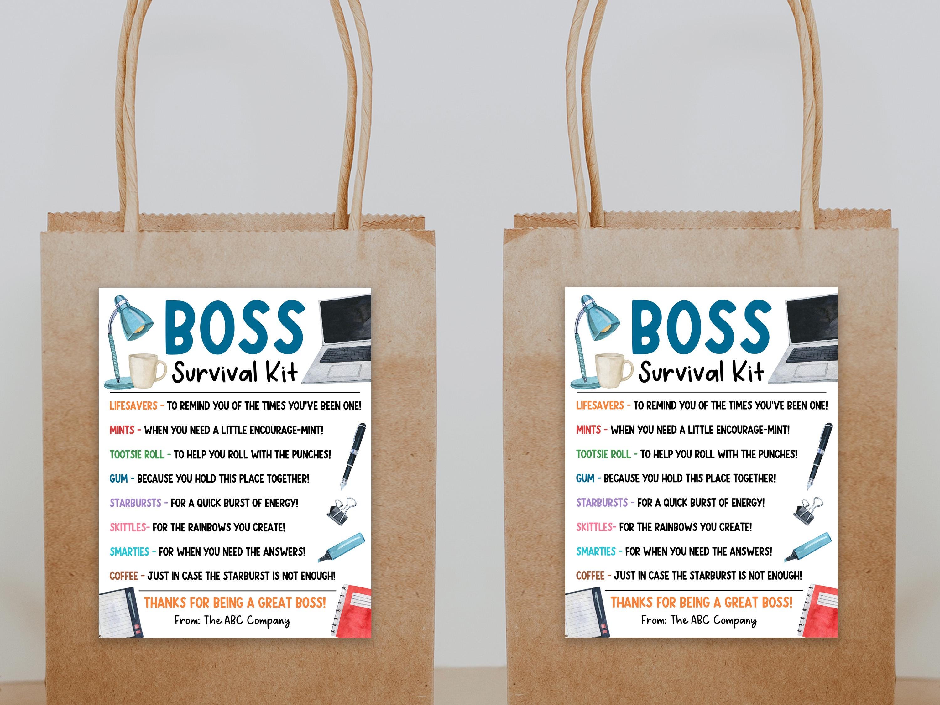 Boss Survival Kit Tag, Happy Boss Day Appreciation Gift, Editable Funny ...