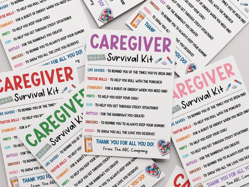 Caregiver Survival Kit Tag, Caregiver Appreciation Day Thank You Tag ...