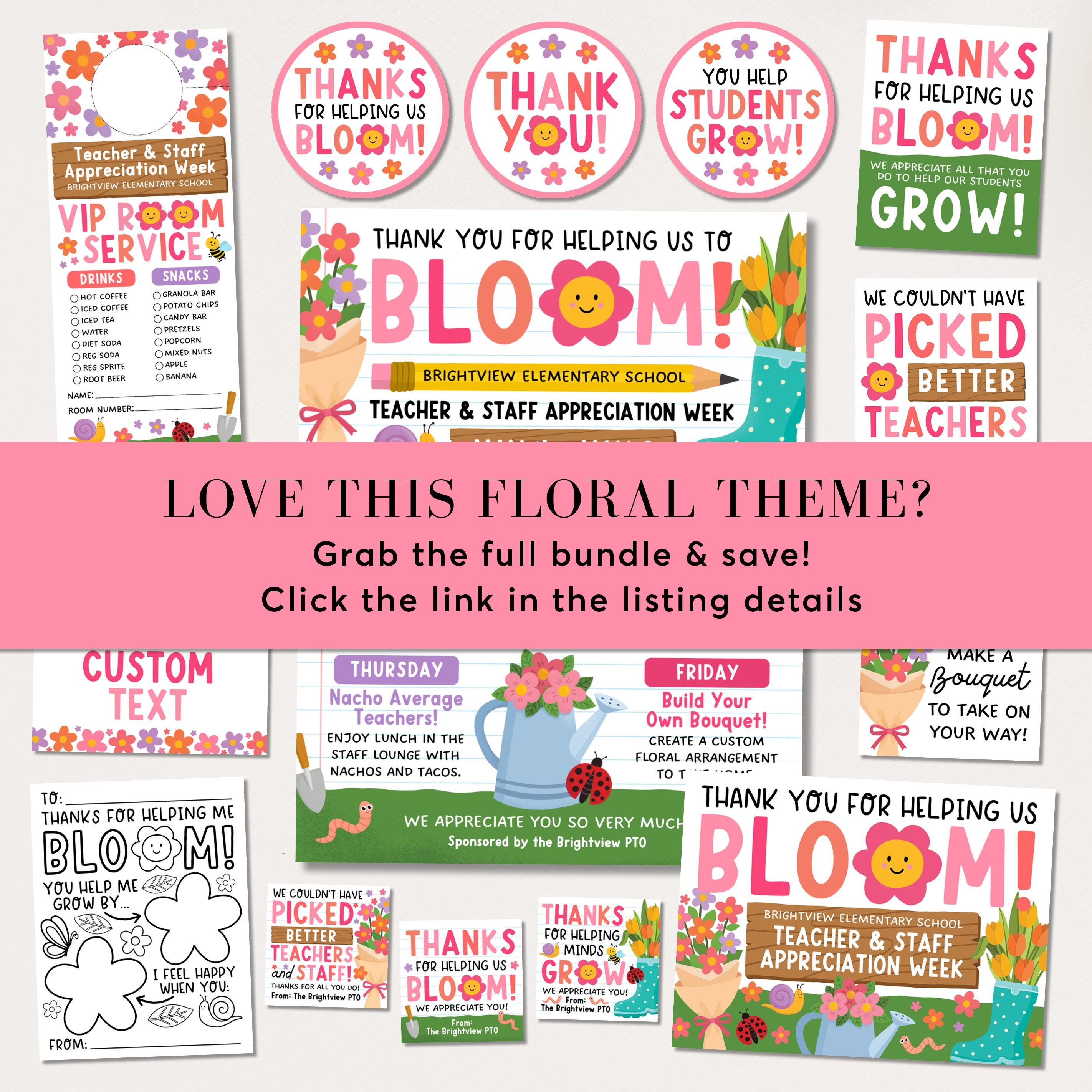 Bloom Bar Sign for Teacher Appreciation, Flower Bar Sign Printable ...