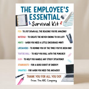 Employee Survival Kit Tag, Staff Appreciation Week Thank You Gift Tags ...