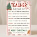 Christmas Survival Kit Tag, Teacher Survival Kit Printable, Holiday ...