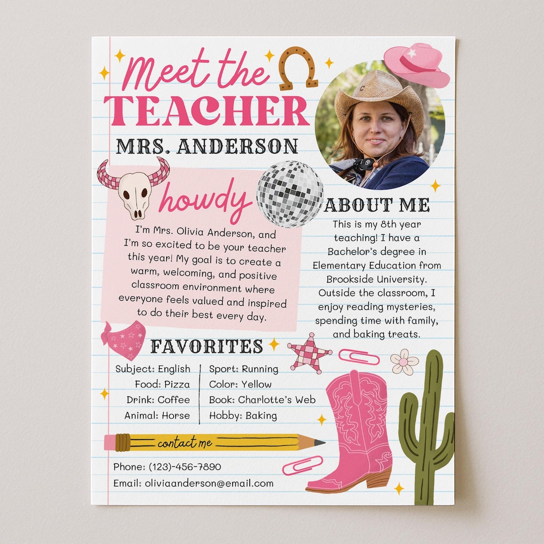 Meet the Teacher Template, Disco Cowgirl Back to School Welcome Letter ...