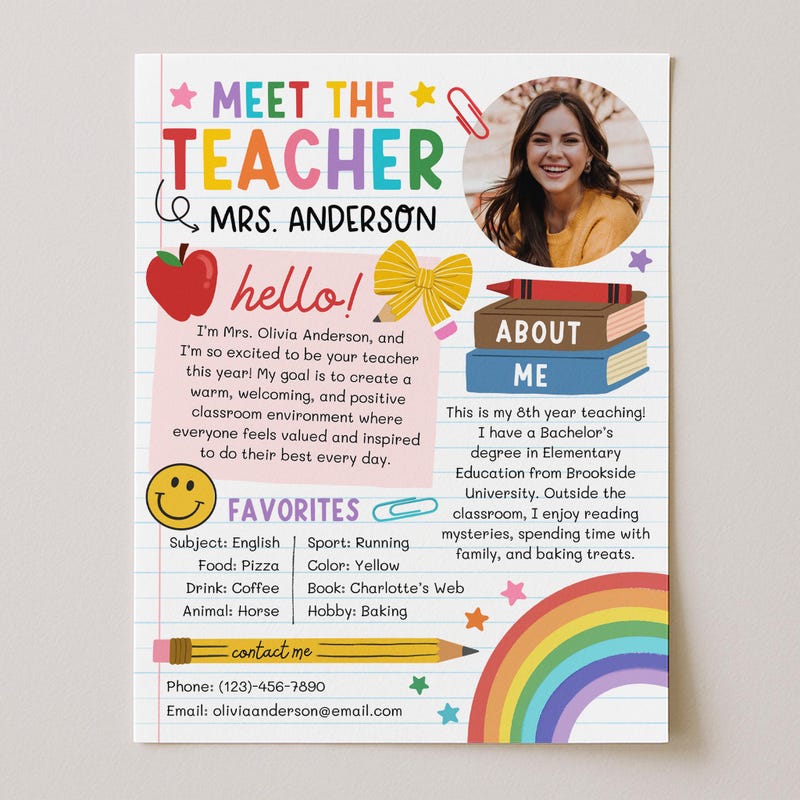 Meet the Teacher Template - Etsy