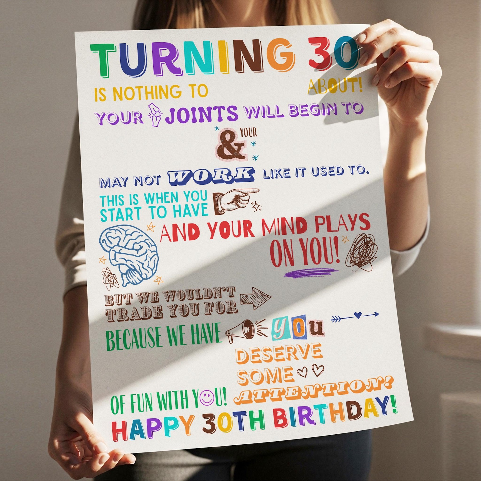 30th Birthday Candy Poster Printable, Turning 30 Candy Gram Card DIY ...