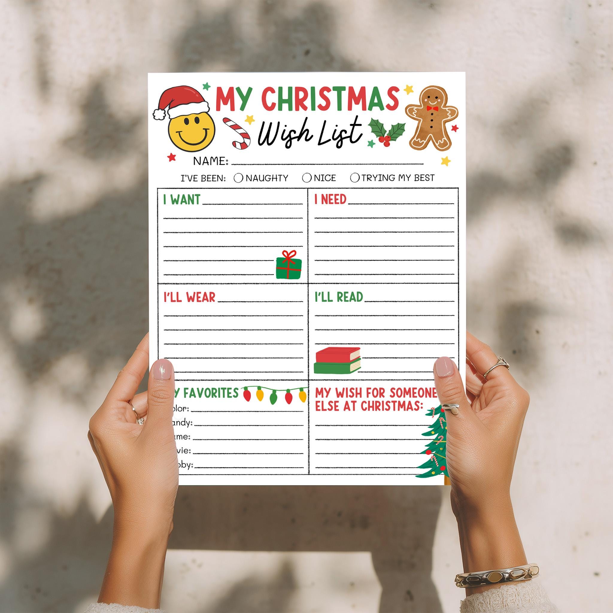 Christmas Wish List for Kids Printable, Letter to Santa Template ...
