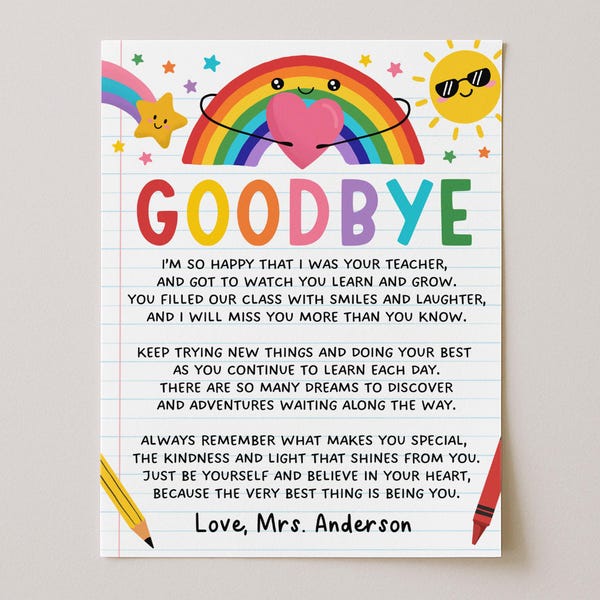 Goodbye Teacher Cards - Etsy