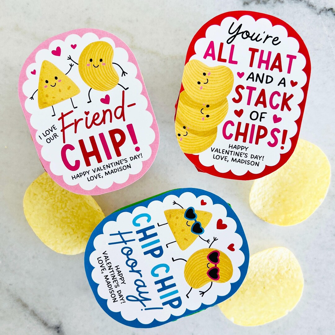 Valentine Chip Labels for Kids, Classroom Non Candy Preschool Valentine ...