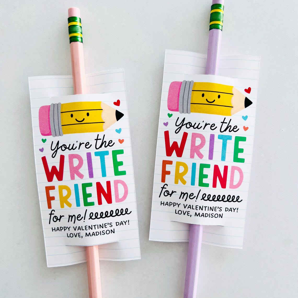 Write Valentine Pencil Holder Tag, Valentine's Day Gift Tags for Kids ...