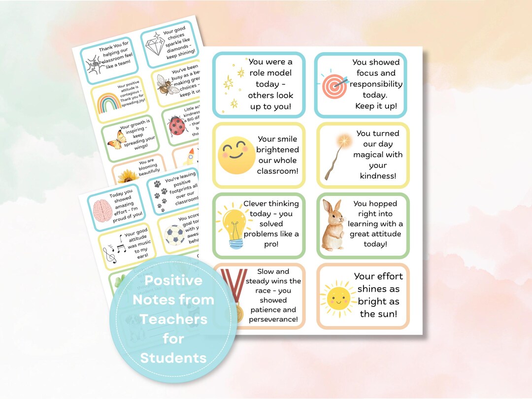 Positive Student Notes, Teacher Compliments, Classroom Motivation ...