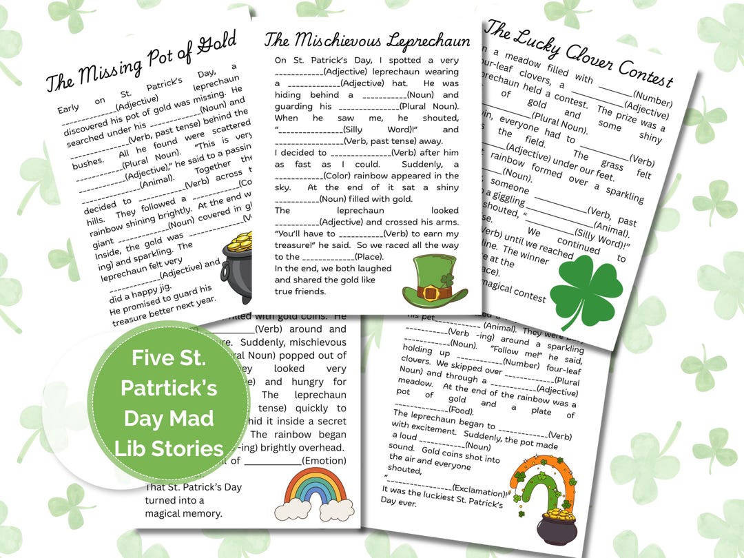 St. Patrick's Day Mad Libs Stories - Etsy