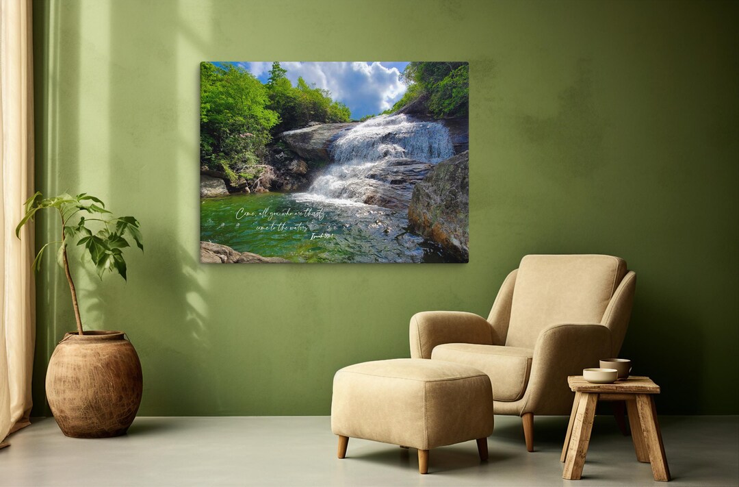 NC Waterfall Photo: Bible Verse Scripture Wall Art (JPG Digital ...