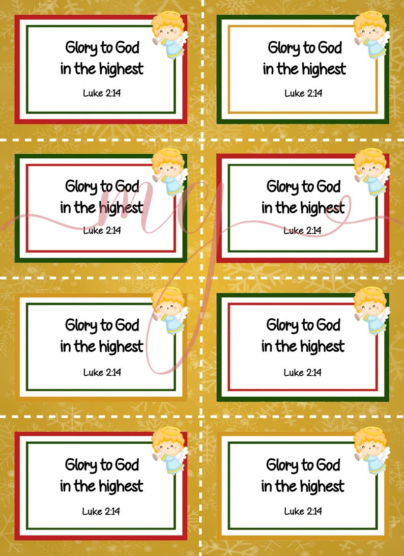 Christmas Bible Verse Memory Cards: Kids Scripture Printable, Sunday ...