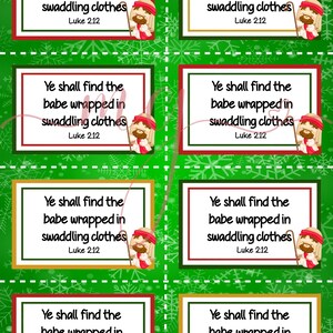 Christmas Bible Verse Memory Cards: Kids Scripture Printable, Sunday ...