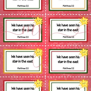 Christmas Bible Verse Memory Cards: Kids Scripture Printable, Sunday ...