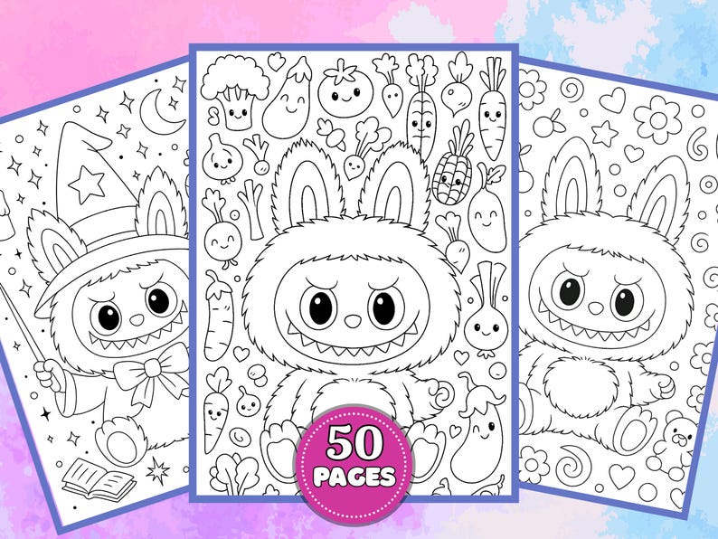 Labubu Colouring Pages PDF – 50 Printable Pages for Kids & Adults ...