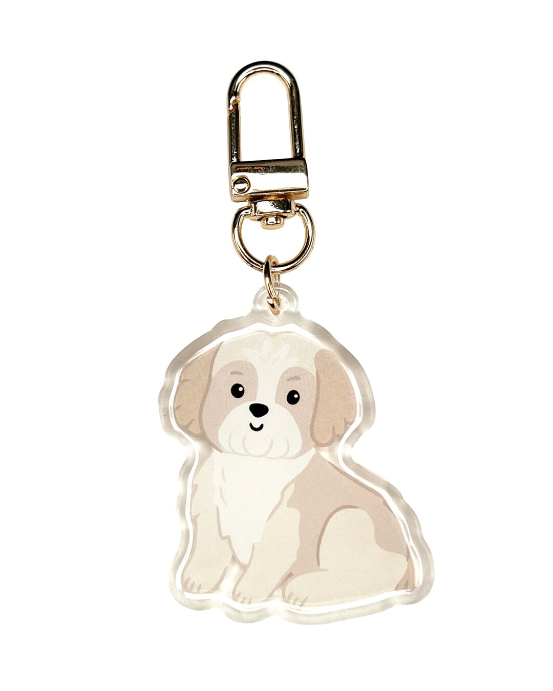 White and Beige Shih Tzu Dog Keychain - Etsy