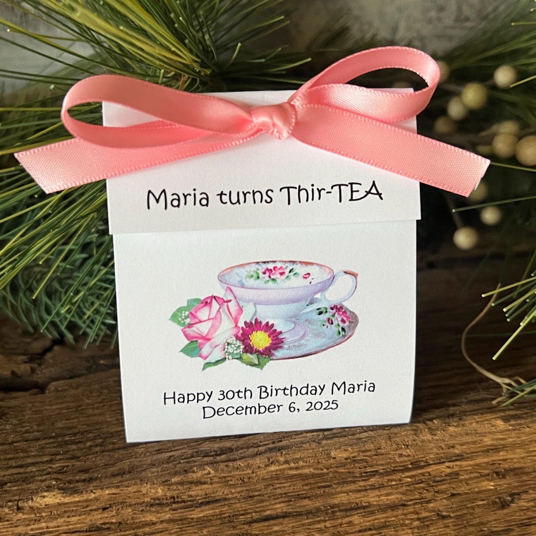 Birthday Party Celebration Tea Bag Favors | 30th 40th 50th 60th 70th ...