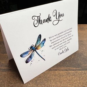 Beautiful DRAGONFLY Sympathy Thank You Cards , Personalized Custom ...