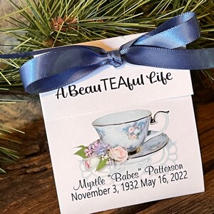 Personalized Tea Favors, Memorial Gift, Funeral Gift Tea Packets - Etsy