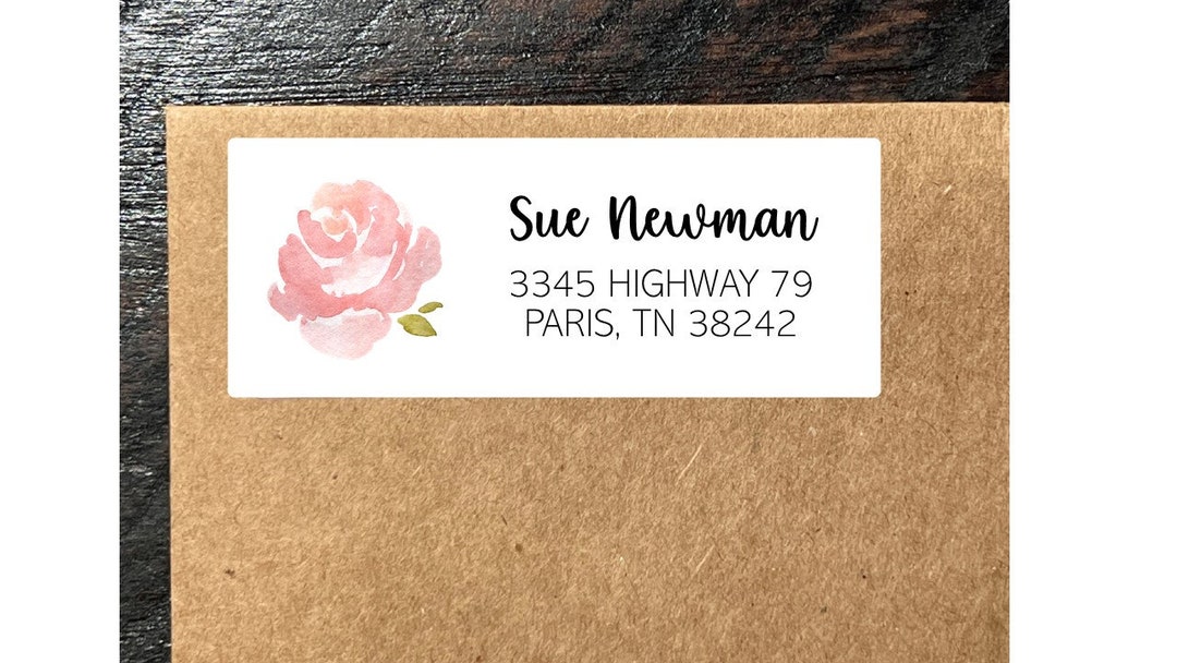 Address Labels , Pink Rose Watercolor Personalized Return Address ...