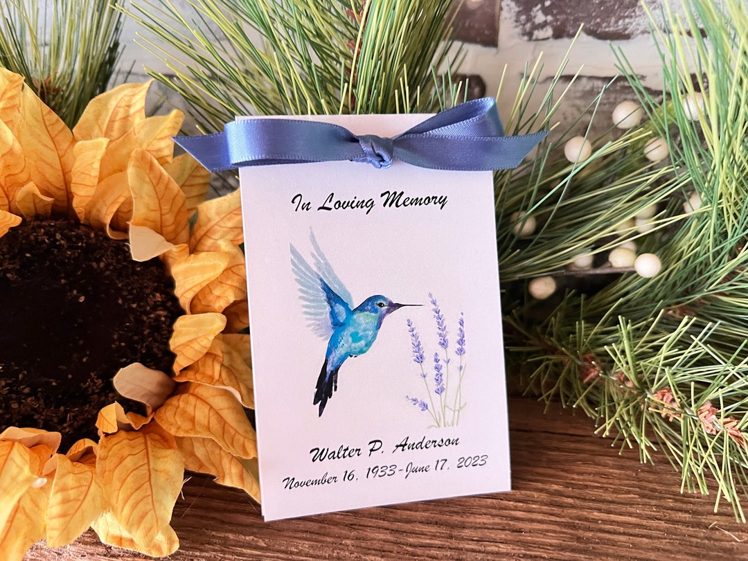 Hummingbird Memorial Seeds Favors | Funeral Favor | Personalized ...