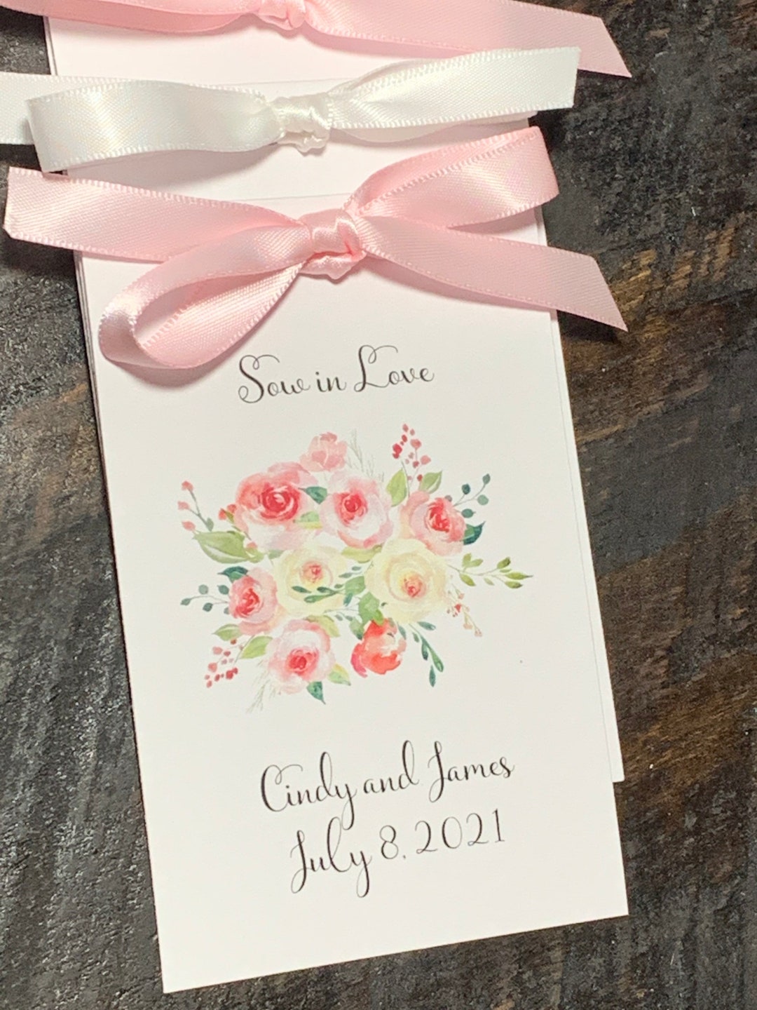 Bridal Shower Flower Seed Packets , Watercolor Pink Cream Flowers ...