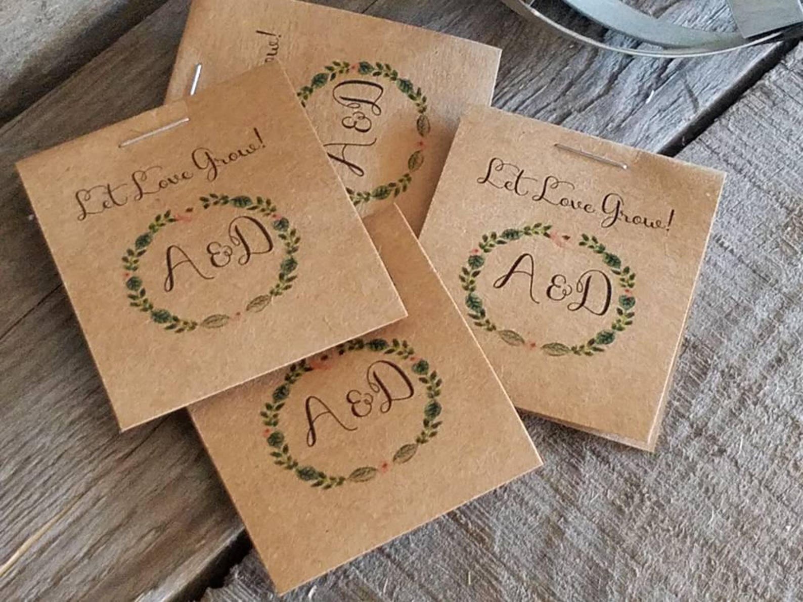 RUSTIC Little Favors Monogram Initials Floral Wreath Design - Etsy